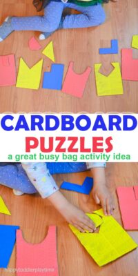 DIY Cardboard Puzzles - Happy Toddler Playtime
