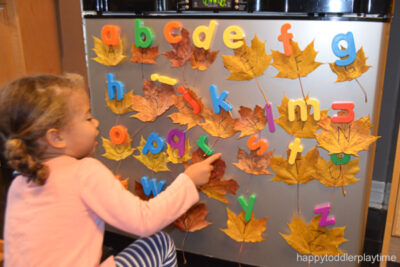 Magnetic Letter Leaf Match - Happy Toddler Playtime