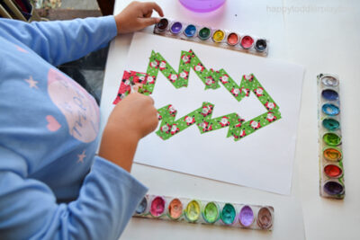 Washi Tape Christmas Tree - Happy Toddler Playtime