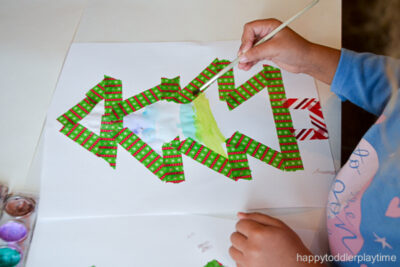 Washi Tape Christmas Tree - Happy Toddler Playtime