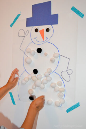 Pom Pom Snowman Sticky Wall - Happy Toddler Playtime
