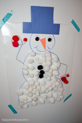 Pom Pom Snowman Sticky Wall - Happy Toddler Playtime