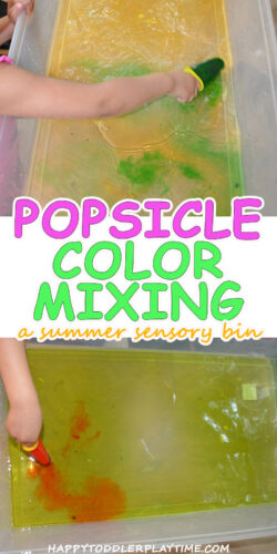 Popsicle Color Mixing Sensory Bin - Happy Toddler Playtime