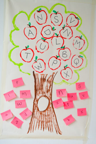Apple Post-it Letter Match - Happy Toddler Playtime