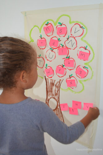 Apple Post-it Letter Match - Happy Toddler Playtime
