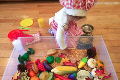 Thanksgiving Dinner Sensory Bin - Happy Toddler Playtime