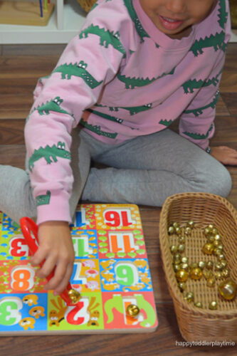 Jingle Bell Puzzle Counting - Happy Toddler Playtime