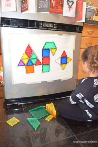 Magnetic Tile Christmas Puzzles - Happy Toddler Playtime