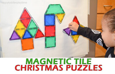 Magnetic Tile Christmas Puzzles - Happy Toddler Playtime
