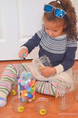 Pom Pom Gum Ball Counting - Happy Toddler Playtime