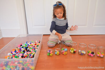 Pom Pom Gum Ball Counting - Happy Toddler Playtime