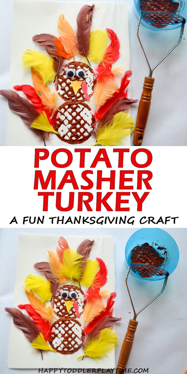 Potato Masher Turkey Craft - Happy Toddler Playtime