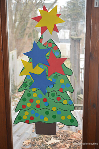Pin the Star on the Christmas Tree - Happy Toddler Playtime