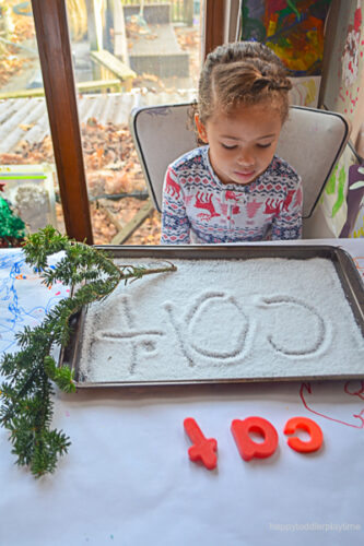Christmas Tree Writing Tray - Happy Toddler Playtime