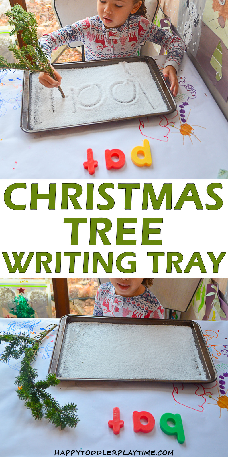 Christmas Tree Writing Tray - Happy Toddler Playtime