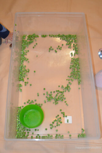 Mushy Green Pea Sensory Bin - Happy Toddler Playtime