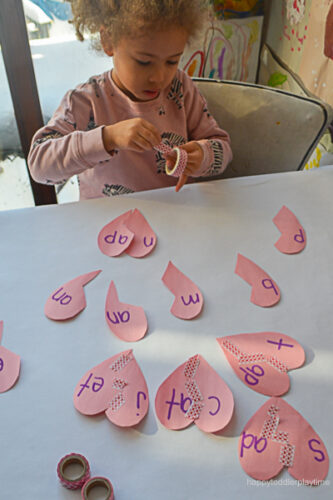 Valentines CVC Hearts - Happy Toddler Playtime
