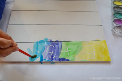 Mystery Math: A Crayon Resist Activity - Happy Toddler Playtime