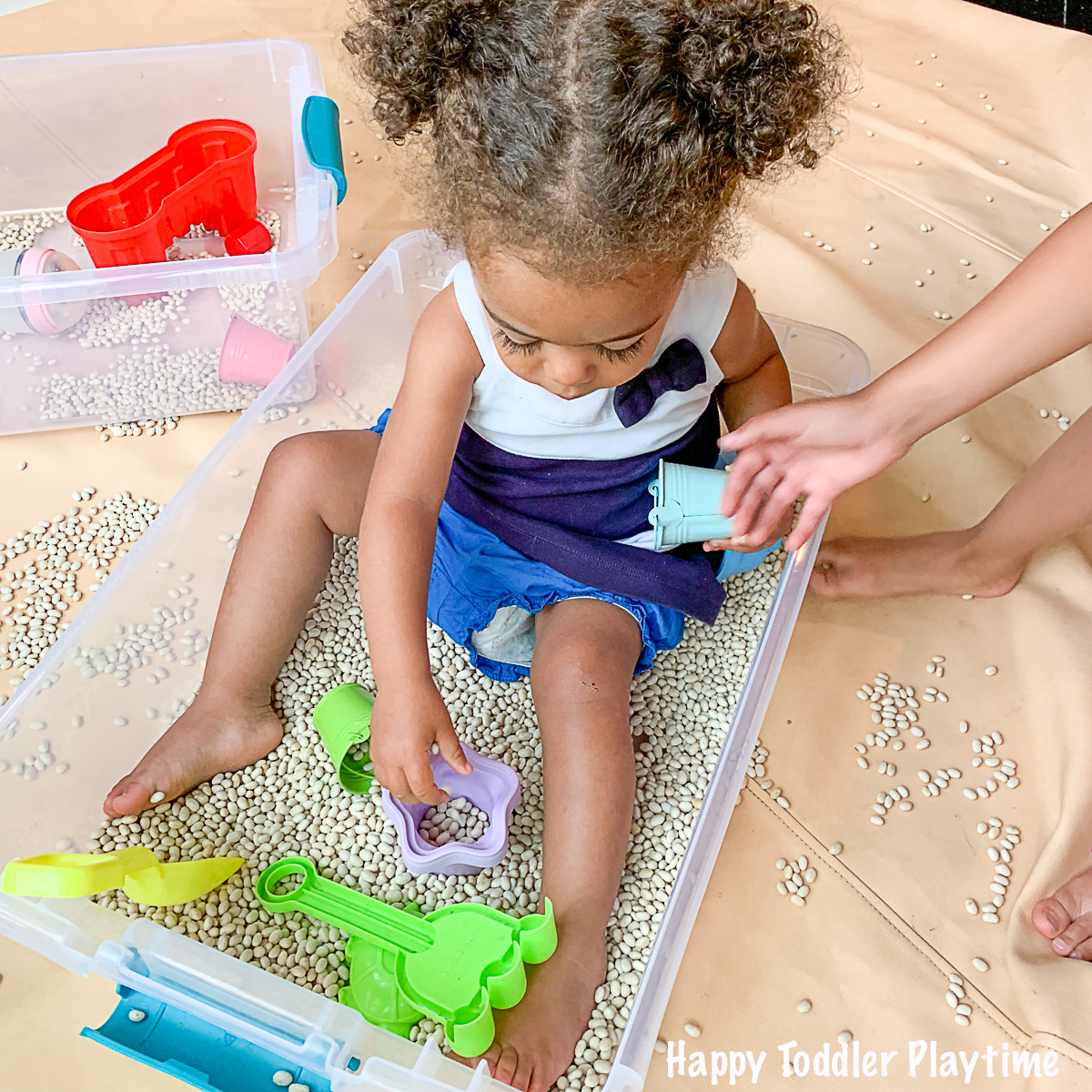 Bean Beach Sensory Bin - Happy Toddler Playtime