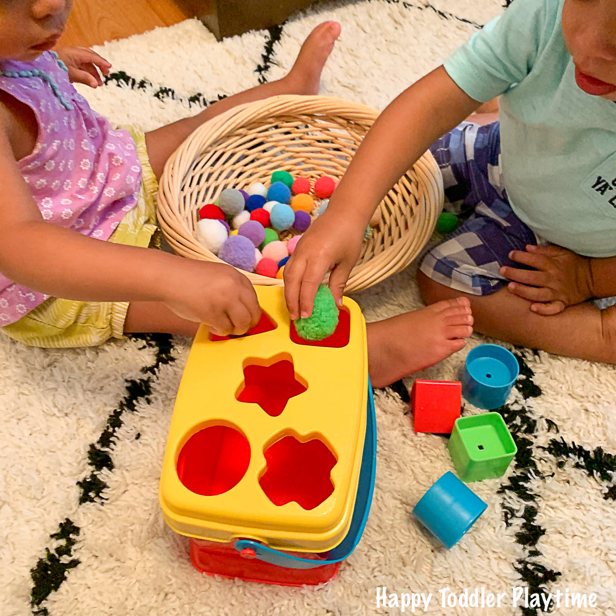Pom Pom Shape Sorting for Toddlers - Happy Toddler Playtime