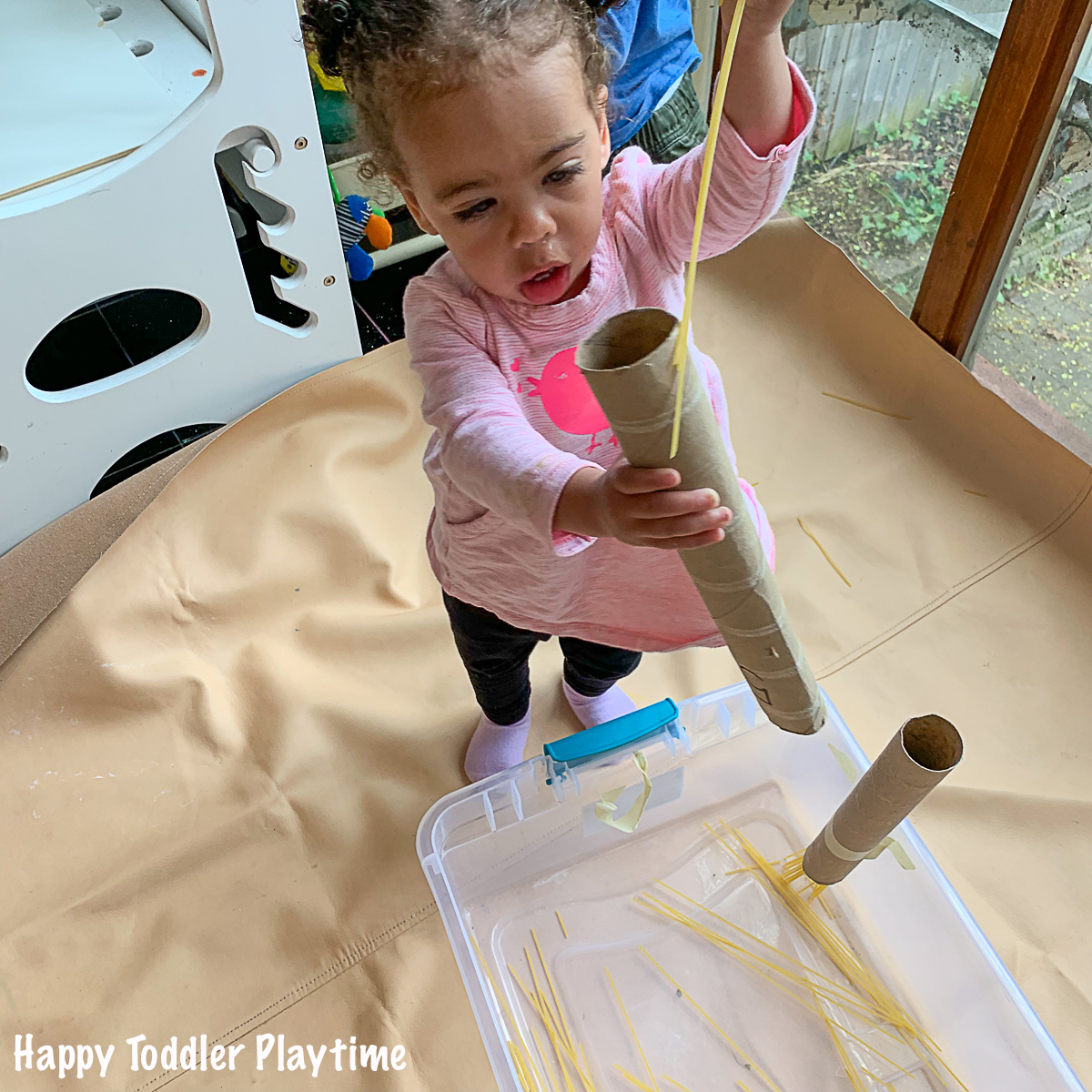 Spaghetti Drop Busy Activity for Toddlers - Happy Toddler Playtime