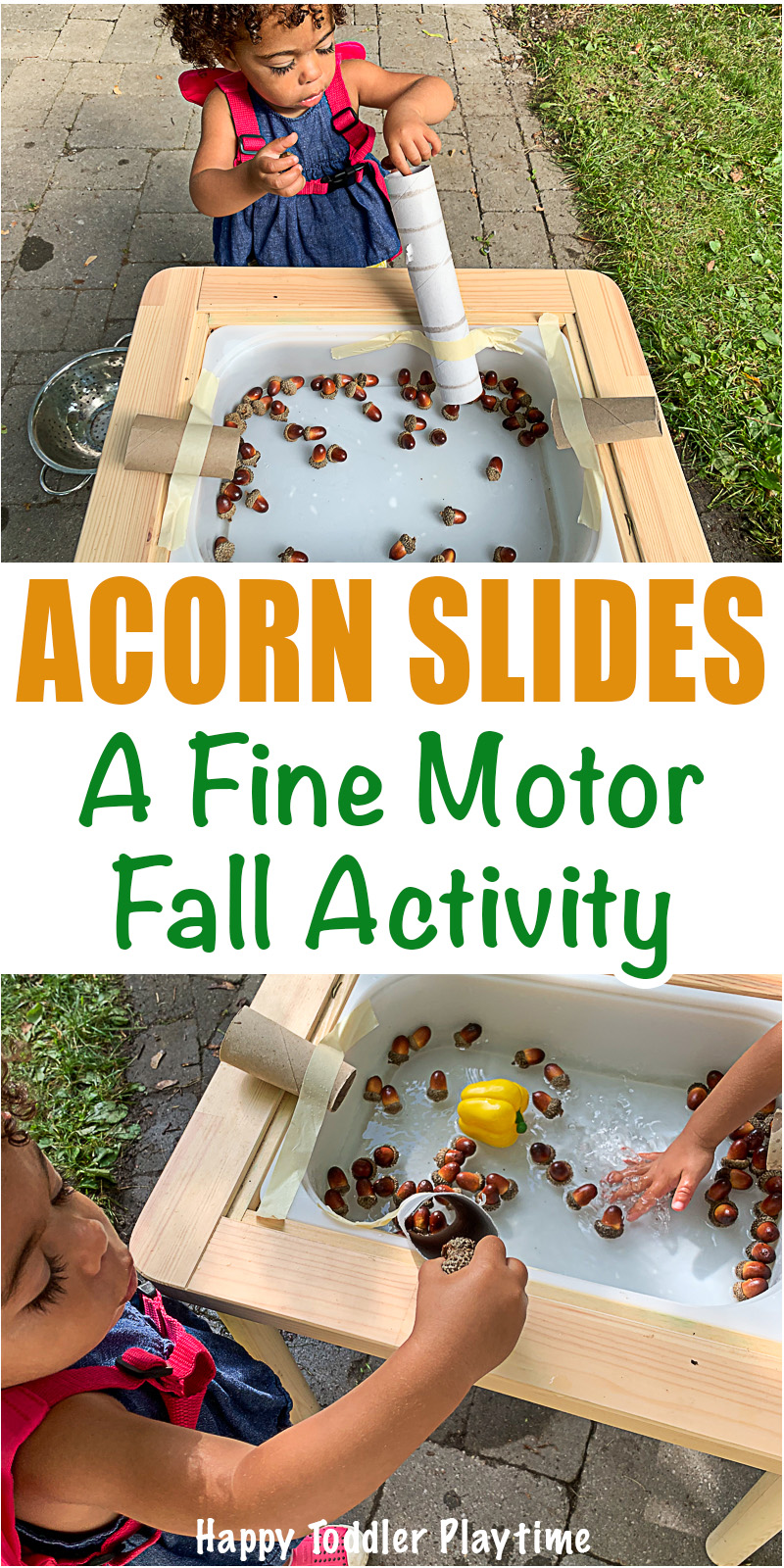 Acorn Slides A Fine Motor Fall Activity - Happy Toddler Playtime