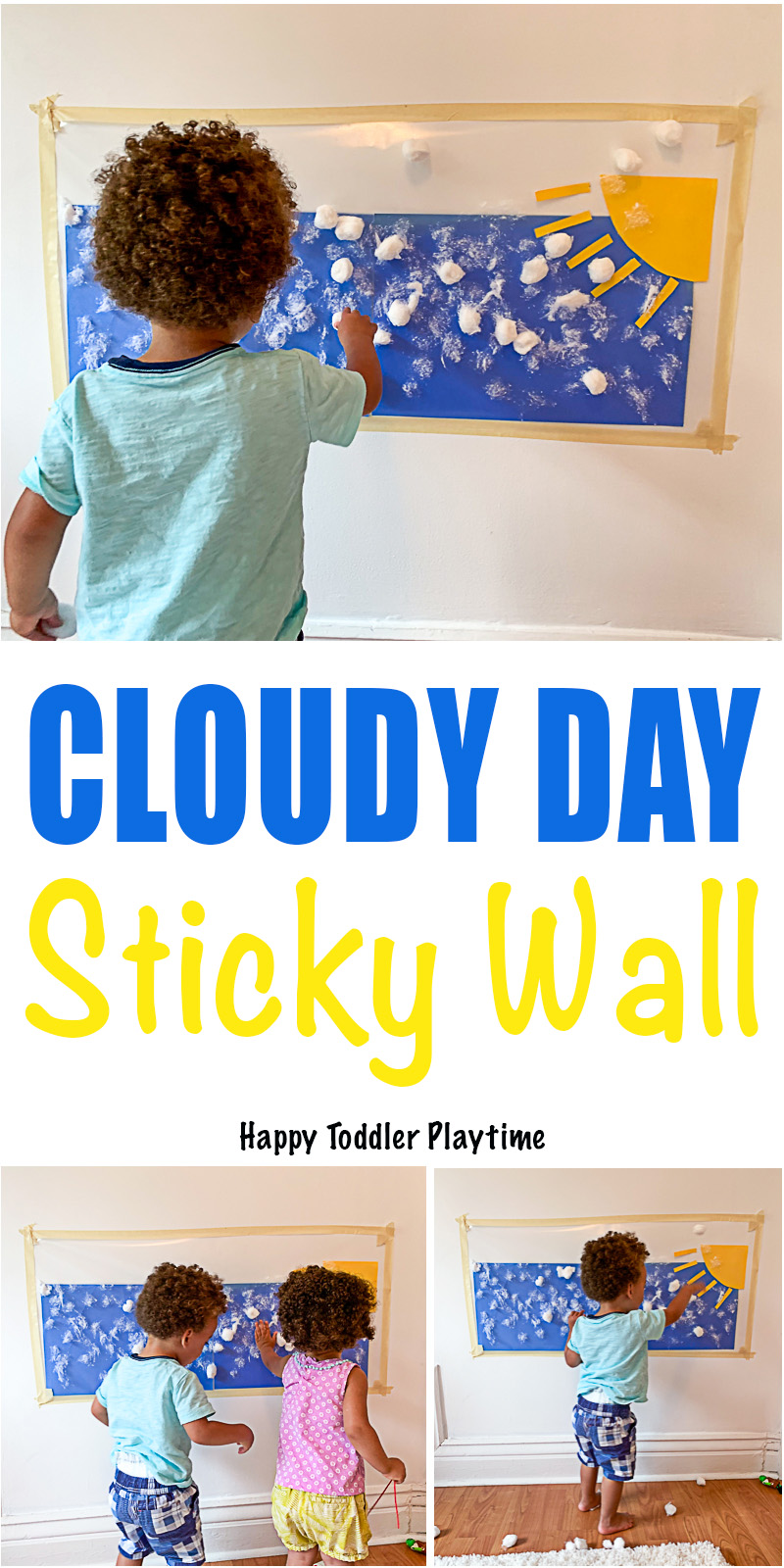 Cloudy Day Sticky Wall - Happy Toddler Playtime