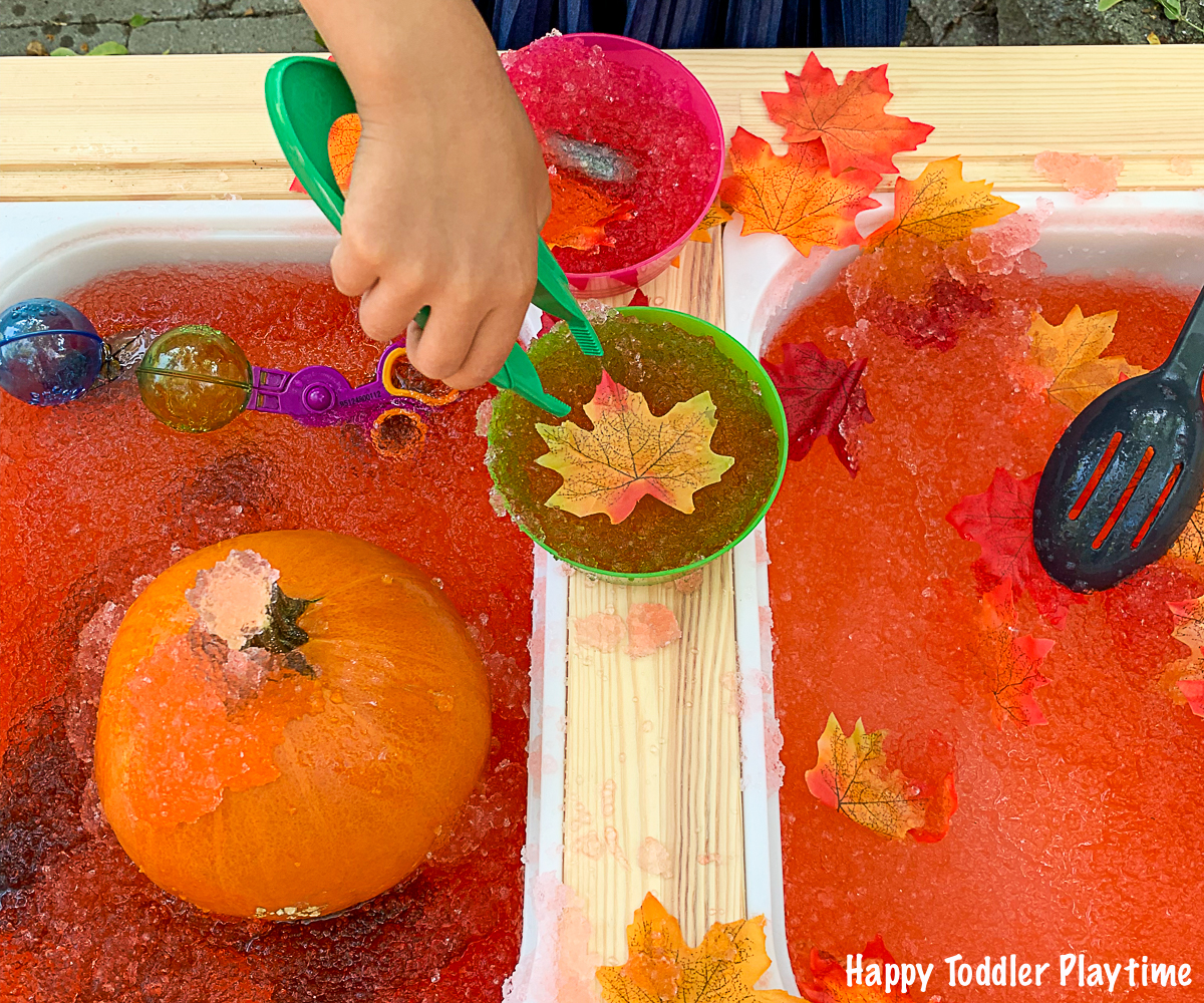 Autumn Slime Goop Sensory Bin - Happy Toddler Playtime