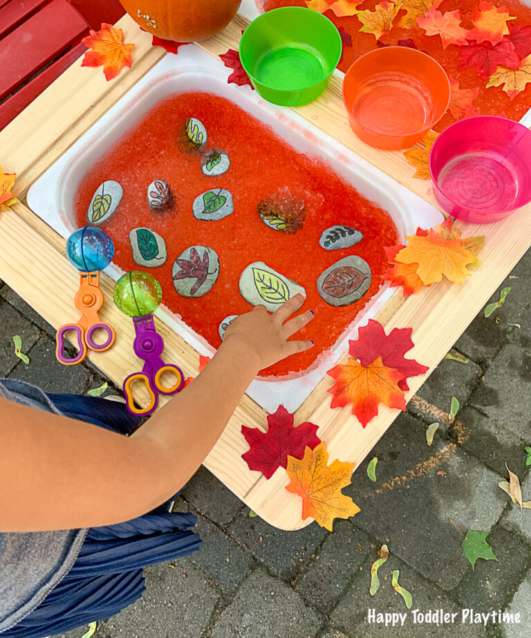 Autumn Slime Goop Sensory Bin - Happy Toddler Playtime