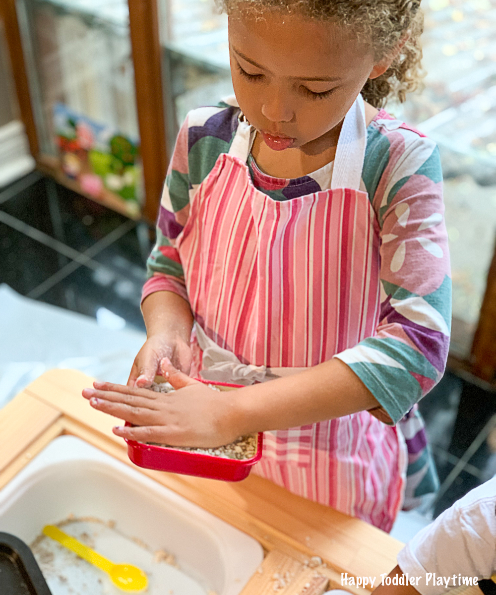 Cloud Dough Kitchen Sensory Bin - Happy Toddler Playtime