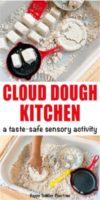Cloud Dough Kitchen Sensory Bin - Happy Toddler Playtime