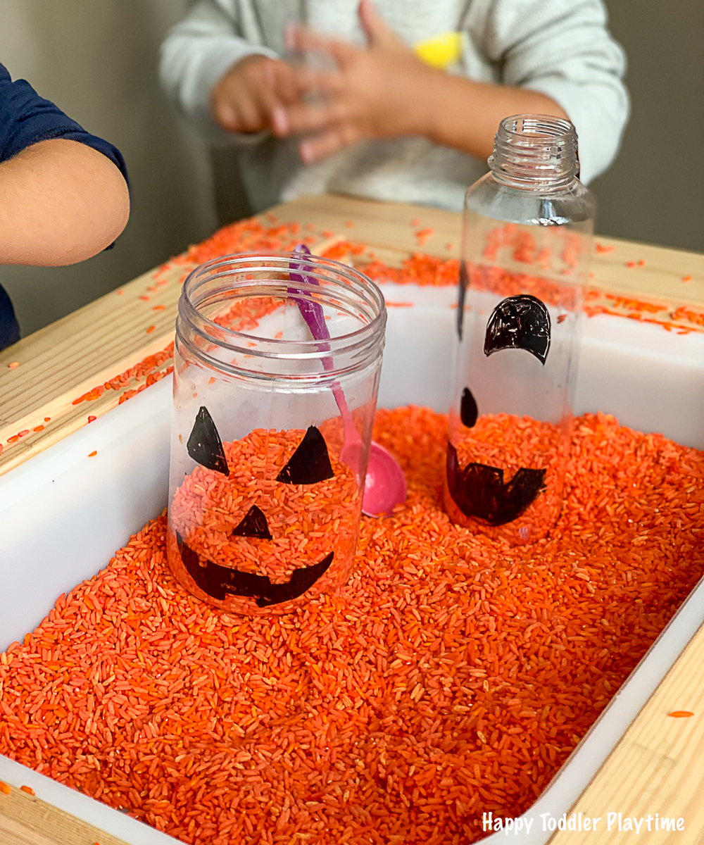 Jack-o-Lantern Sensory Bin for Toddlers - Happy Toddler Playtime