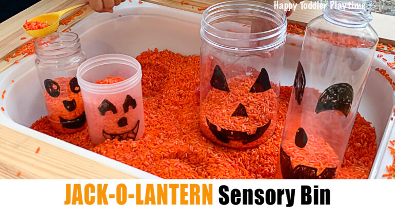 Jack-o-Lantern Sensory Bin for Toddlers - Happy Toddler Playtime