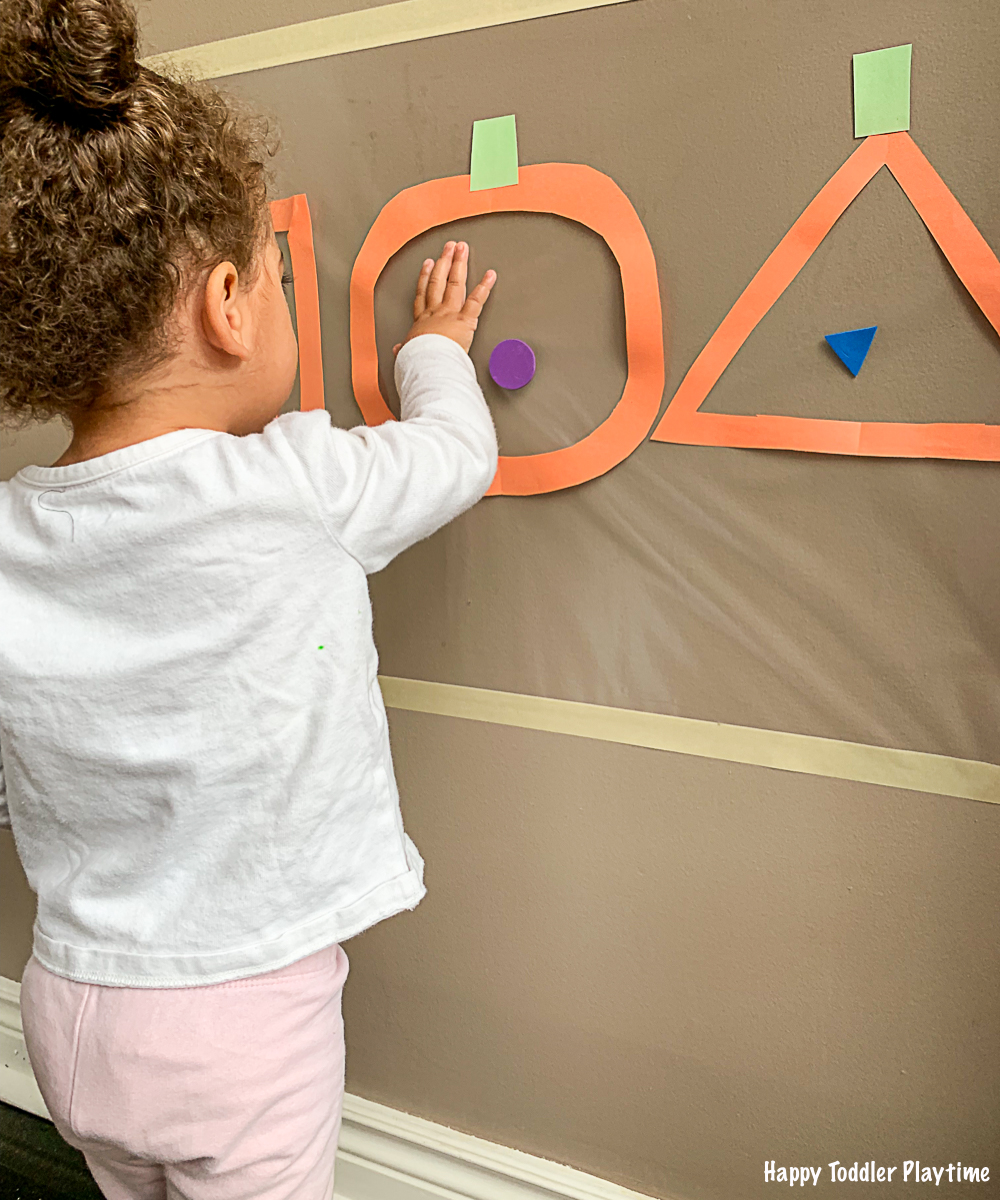 Pumpkin Shapes Sticky Wall - Happy Toddler Playtime