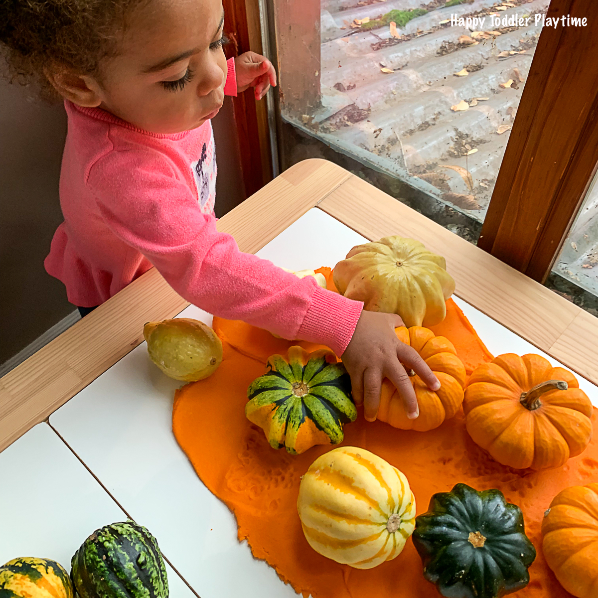 Pumpkins & Play Dough Invitation to Play - Happy Toddler Playtime