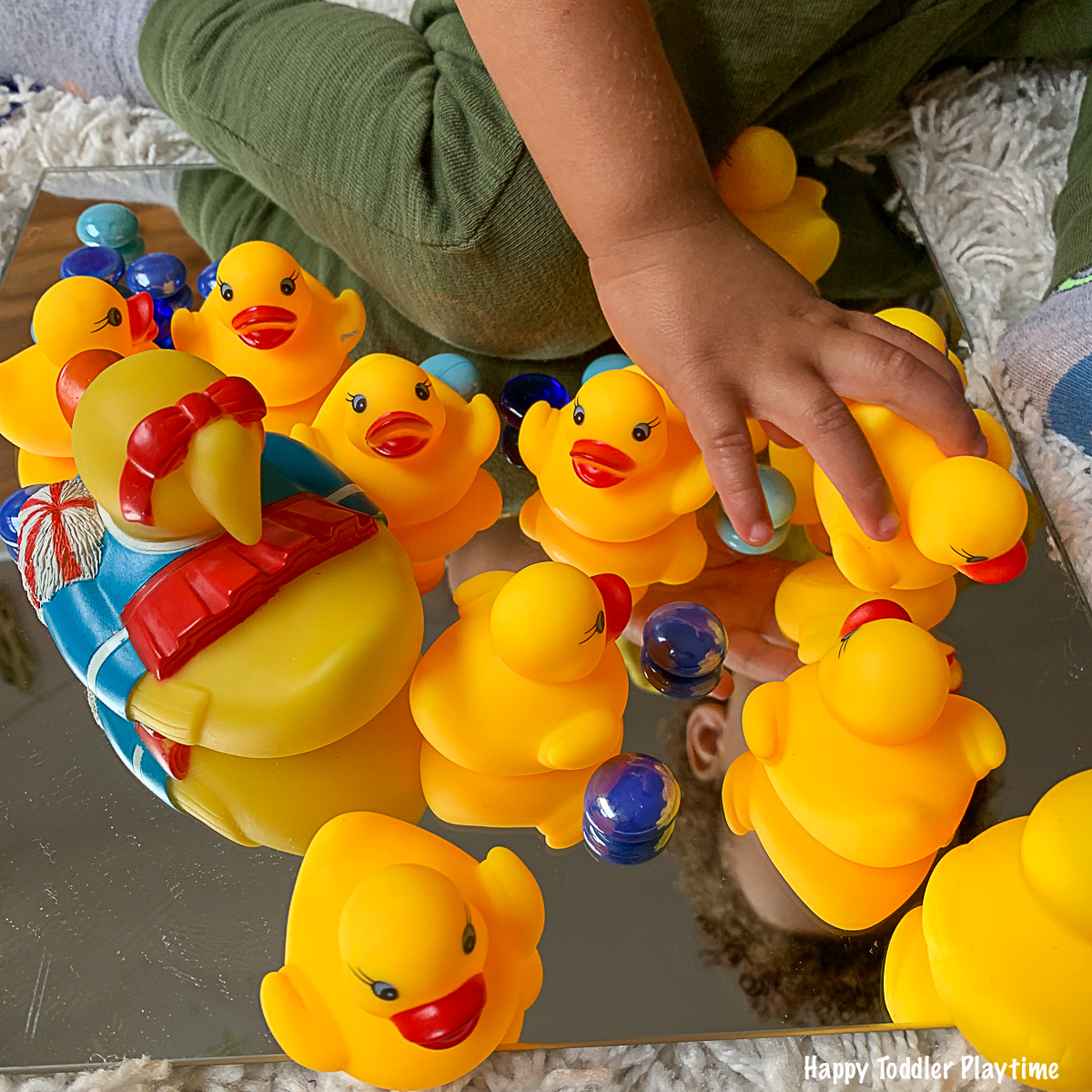 Rubber Duck Pond Mirror Play - Happy Toddler Playtime