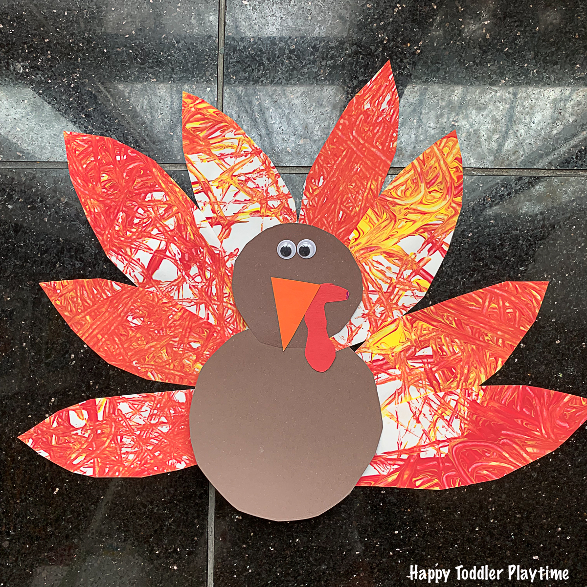 Marble Painted Thanksgiving Turkey Craft - Happy Toddler Playtime