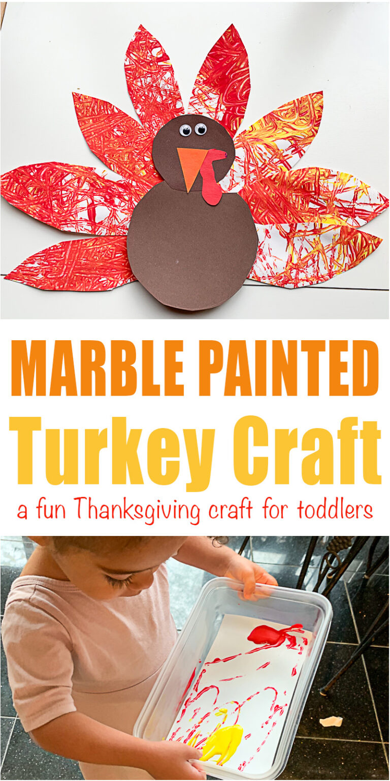 Marble Painted Thanksgiving Turkey Craft - Happy Toddler Playtime