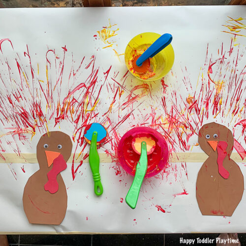 Play Dough Tool Painted Turkey Craft - Happy Toddler Playtime