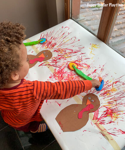 Play Dough Tool Painted Turkey Craft - Happy Toddler Playtime