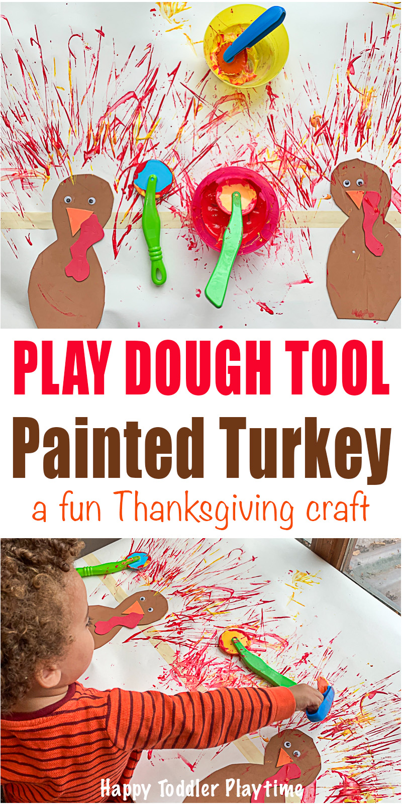 Play Dough Tool Painted Turkey Craft - Happy Toddler Playtime