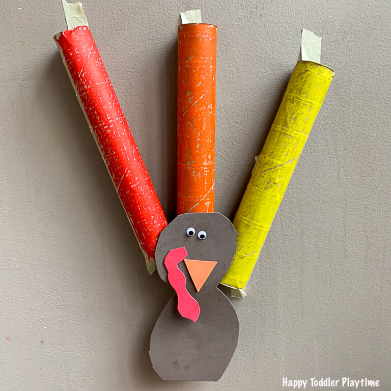 Thanksgiving Pom Pom Drop Activity - Happy Toddler Playtime