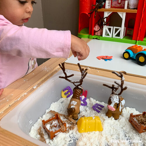 Reindeer Farm Sensory Bin - Happy Toddler Playtime