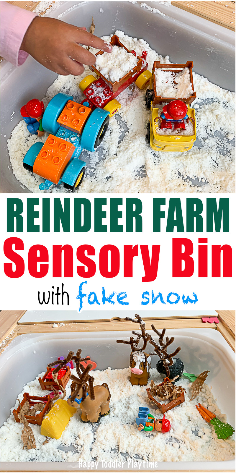 Reindeer Farm Sensory Bin - Happy Toddler Playtime