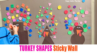 Thanksgiving Turkey Shapes Sticky Wall - Happy Toddler Playtime