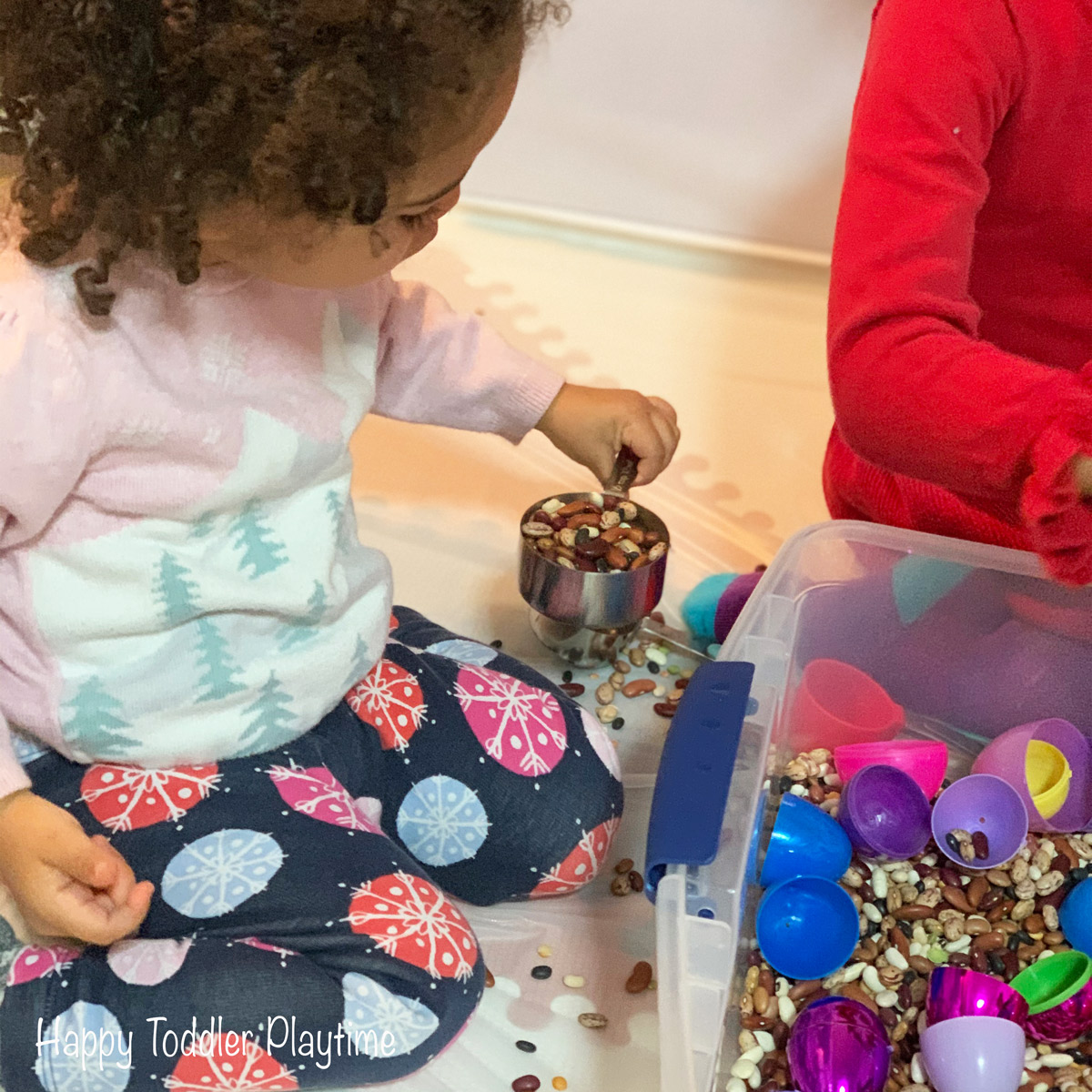 Beans and Easter Eggs Sensory Bin - Happy Toddler Playtime