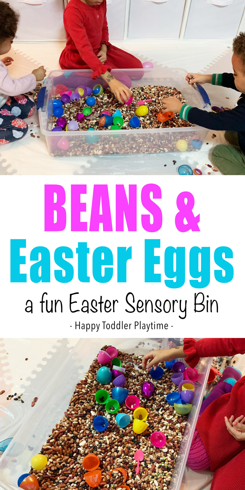 Beans and Easter Eggs Sensory Bin - Happy Toddler Playtime