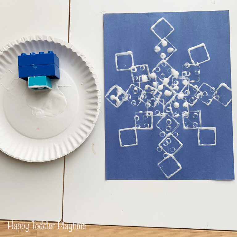 LEGO Painted Snowflake Craft - Happy Toddler Playtime