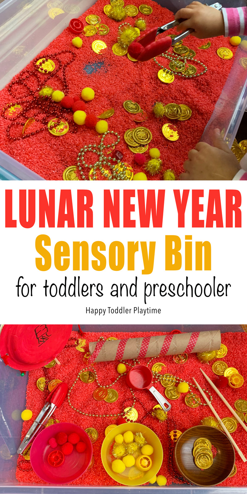 Lunar New Year Sensory Bin - Happy Toddler Playtime