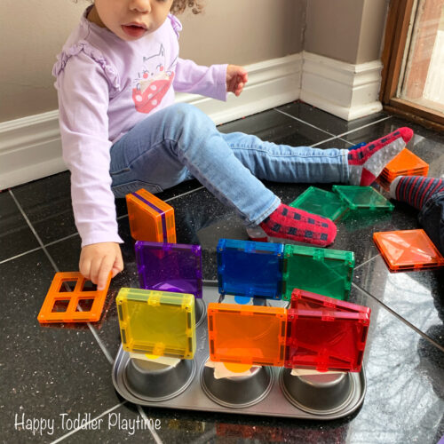 Muffin Tin Colour Sorting - Happy Toddler Playtime
